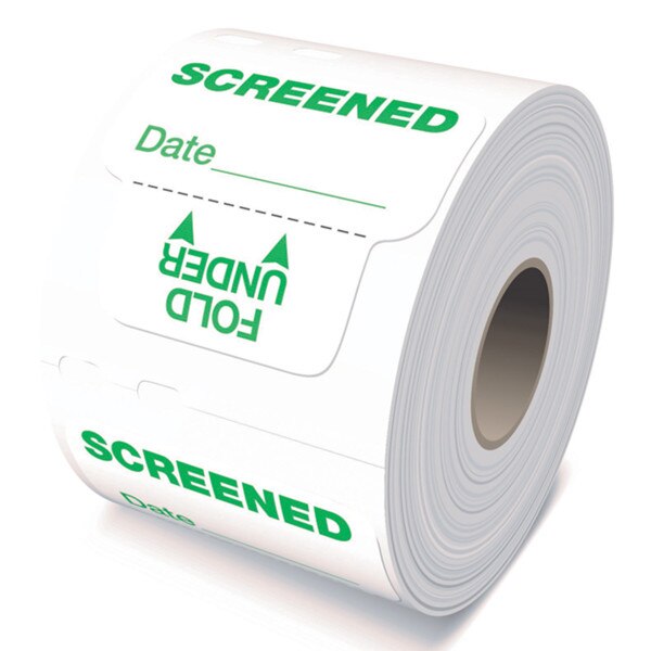 Tab-Expiring "Screened" Labels with Date, Green, 2 1/4" x 1"
